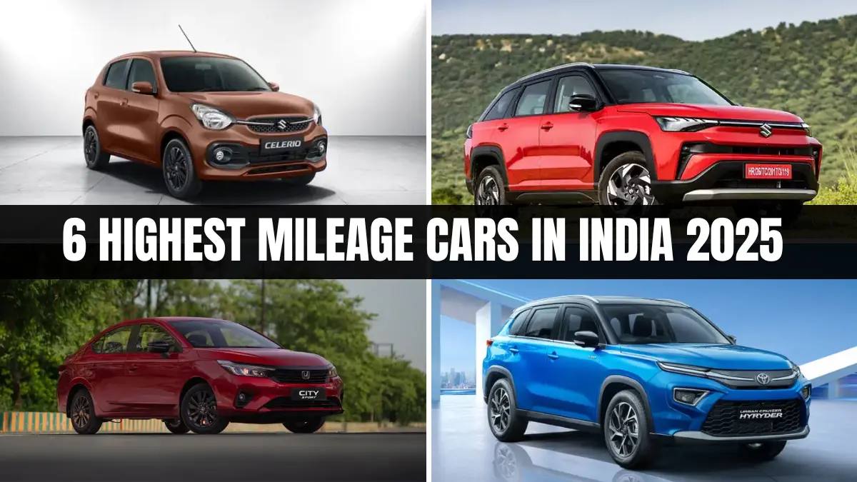 Top 6 Highest Mileage Cars in India 2025 (ARAI Certified Rankings)